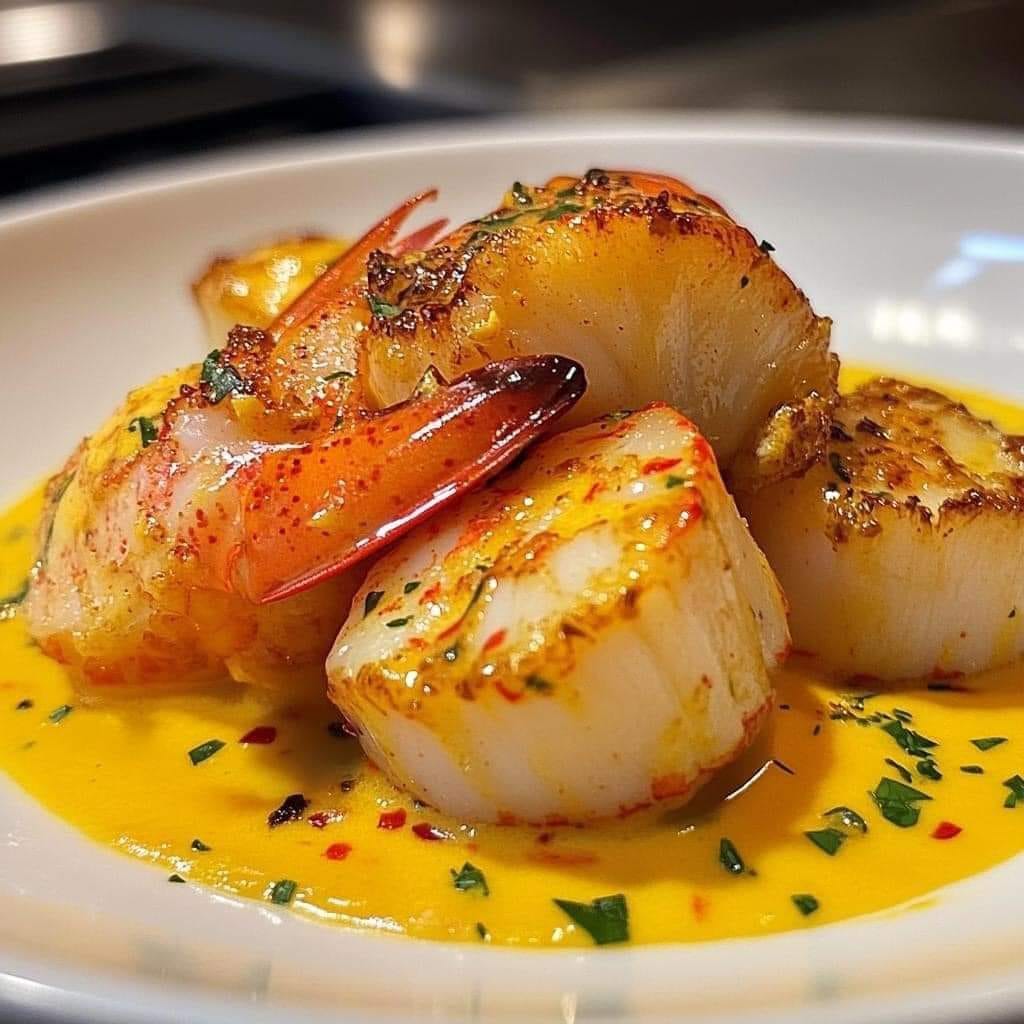 Luxurious Seafood Trio in Creamy Saffron Sauce – hopemakers