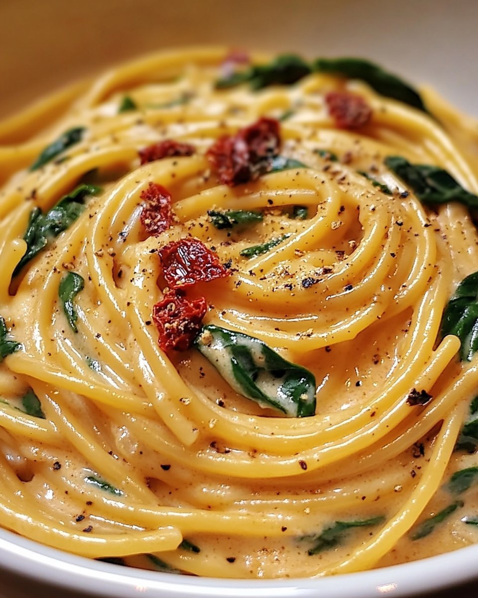 SPAGHETTI & SPINACH WITH SUN-DRIED TOMATO CREAM SAUCE – hopemakers
