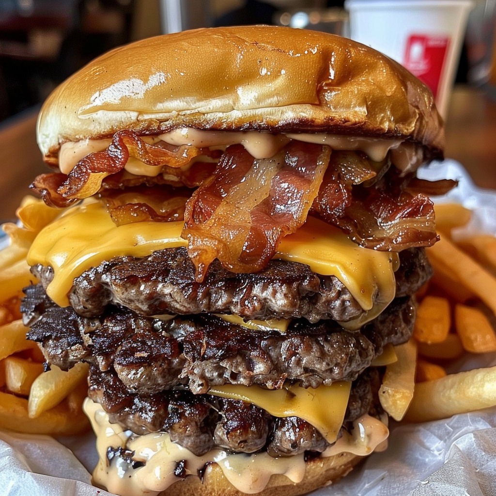 Loaded Bacon Cheeseburger with Fries and Double Patties – hopemakers