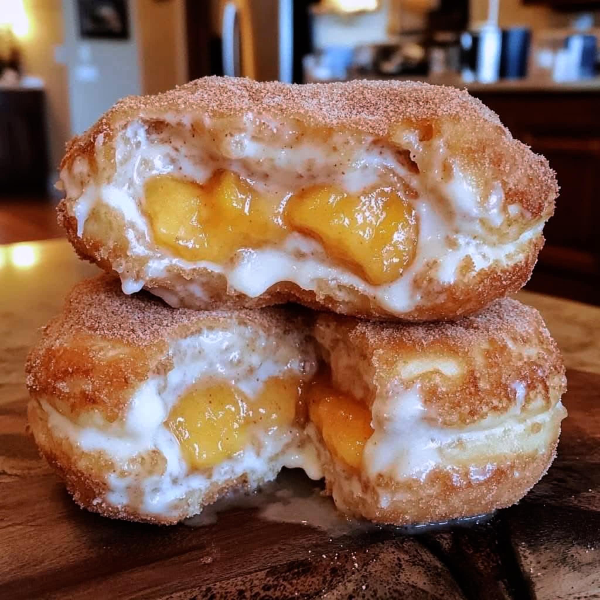 Peach Cobbler Cheesecake-Stuffed Donuts – hopemakers